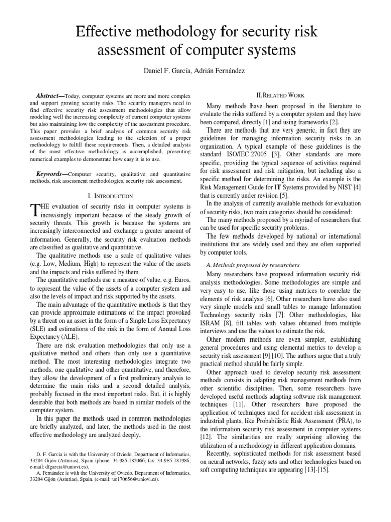Effective Methodology For Security Risk | PDF | Risk | Methodology
