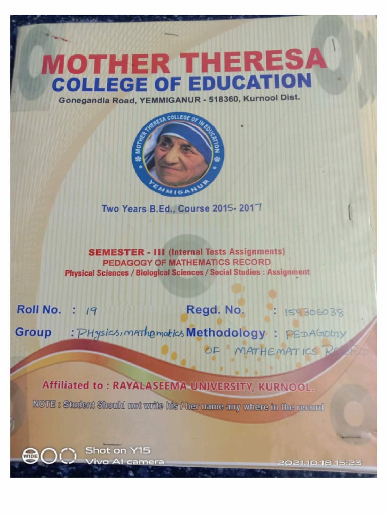 3rd Sem Pedagogy of Mathematic Assignment Record-Compressed | PDF