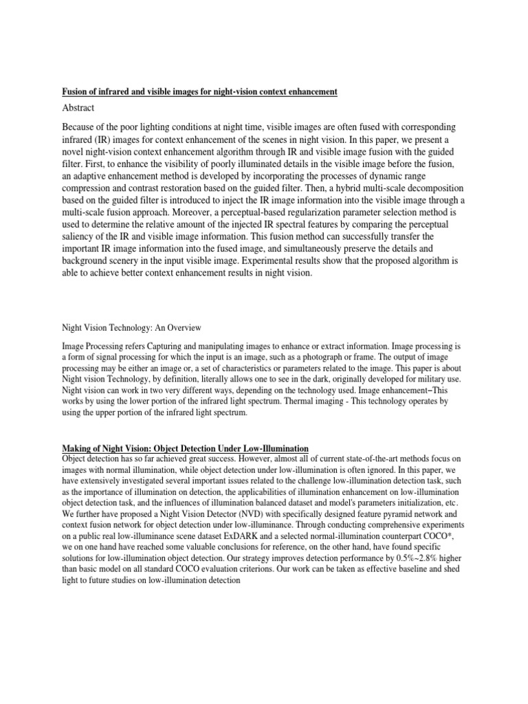 Coloured Night Vision | PDF | Computer Vision | Machine Learning