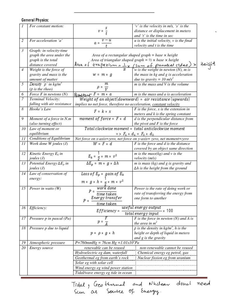Important - Equations - in - Physics - For - IGCSE - Course-1 Too Imp 2 | Download Free PDF ...