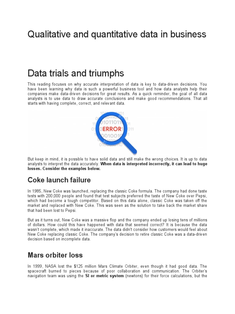 Qualitative and Quantitative Data in Business | PDF | Data ... Qualitative and Quantitative Data in Business | PDF | Data ...