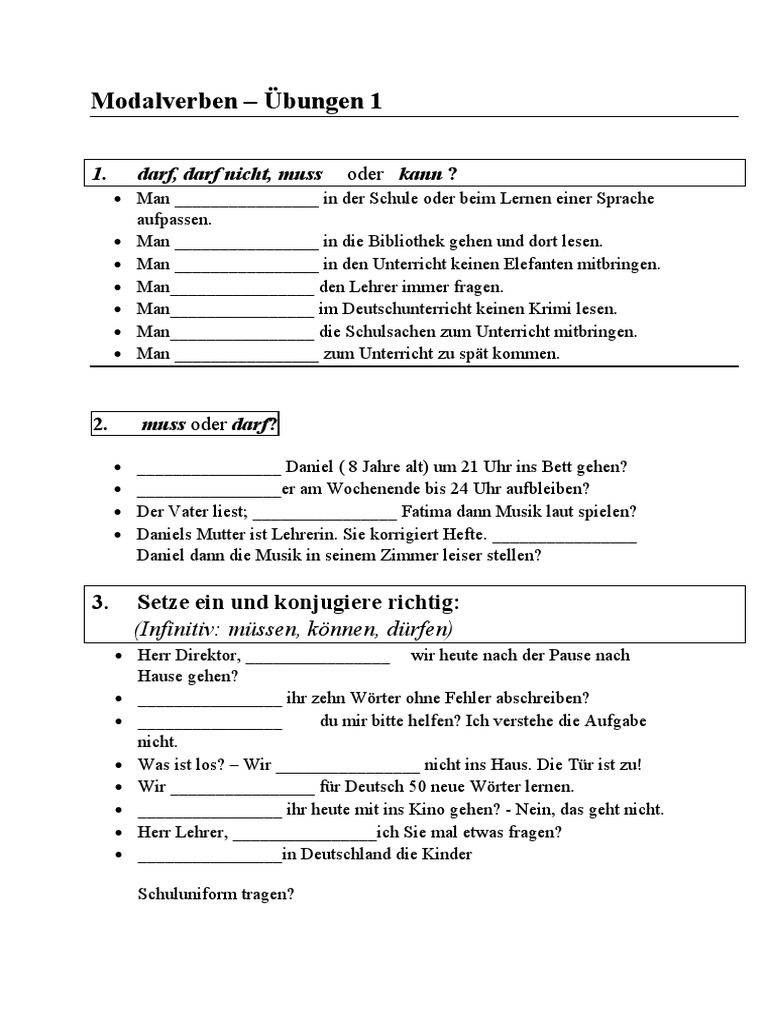 Modalverben Übungen | PDF