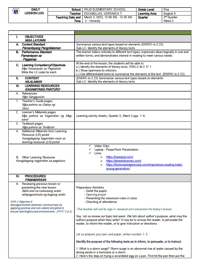FIRST COT - 2021 2022 2nd Checked For Rpms 2023 | PDF | Reading ...
