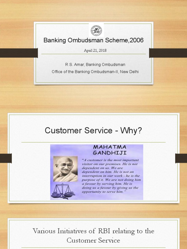 Banking Ombudsman Scheme | Download Free PDF | Reserve Bank Of India ...