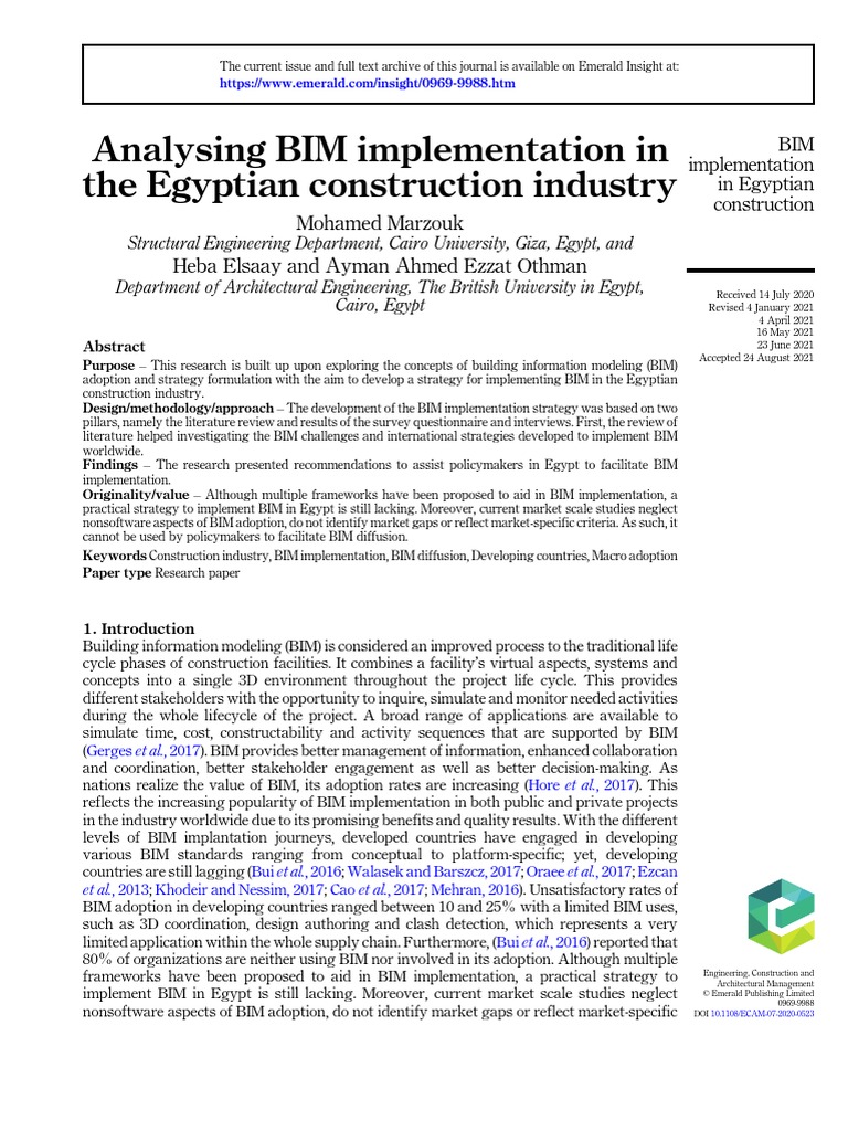 02-Analysing BIM Implementation in Egyptian | PDF | Building ...