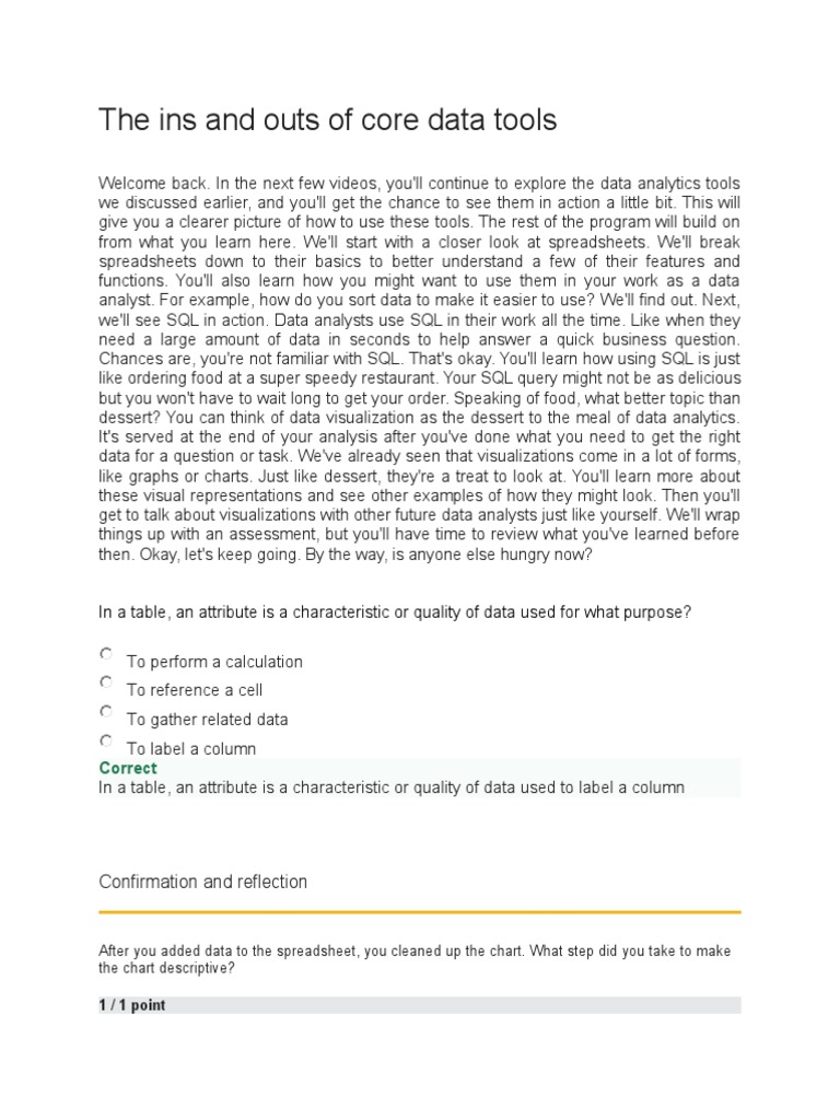 The Ins and Outs of Core Data Tools | PDF | Spreadsheet | Data Analysis The Ins and Outs of Core Data Tools | PDF | Spreadsheet | Data Analysis