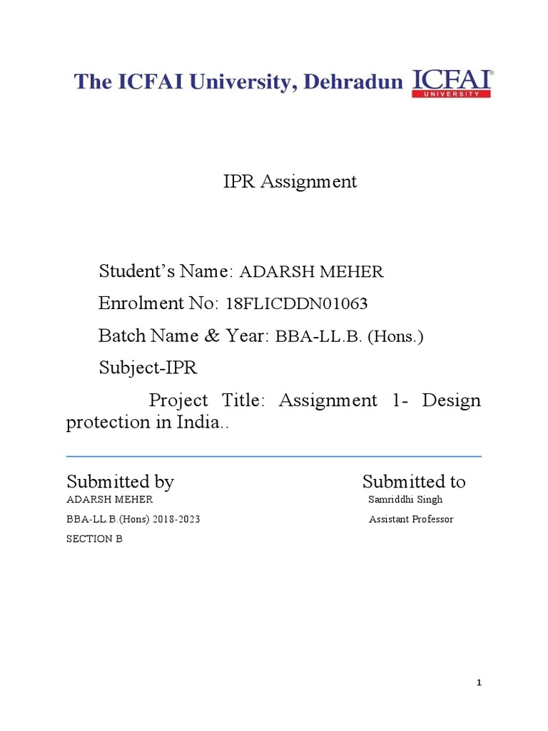 Adarsh Assignment 1 | PDF | Legal Remedy | Patent