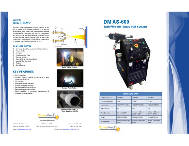 DM As-600 Twin Wire Arc Spray System | PDF