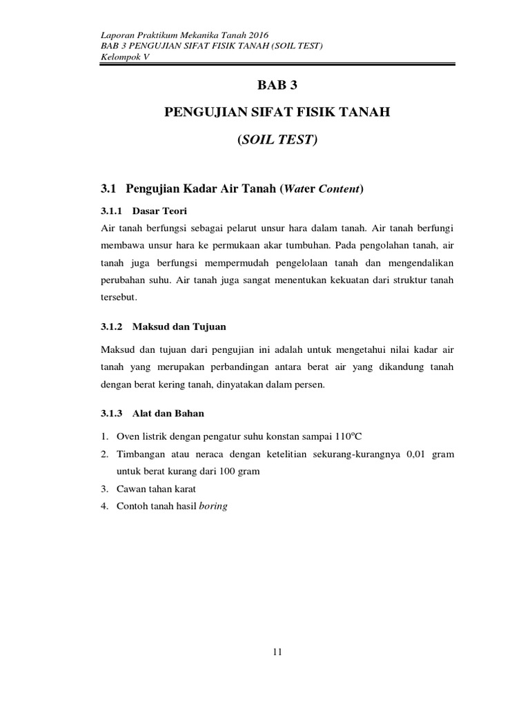 Bab 3 Pengujian Sifat Fisik Tanah Soil T | PDF