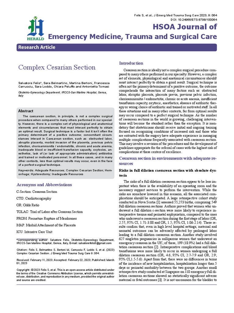 Complex Cesarian Section | PDF | Caesarean Section | Childbirth