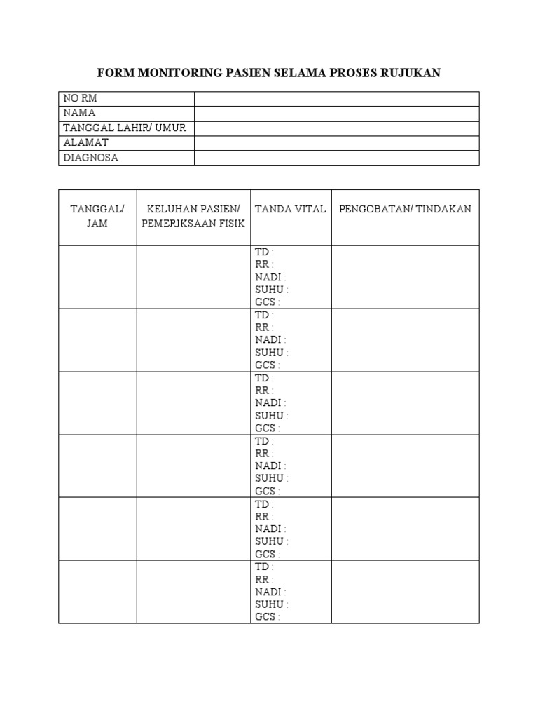 Form Monitoring Pasien Selama Proses Rujukan | PDF