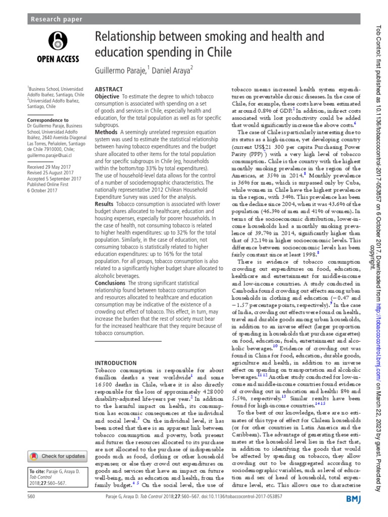 Relationship Between Smoking and Health and Education Spending in Chile ...
