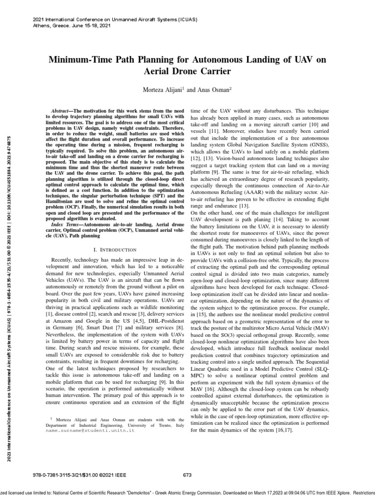 Minimum-Time Path Planning For Autonomous Landing of UAV On Aerial ...