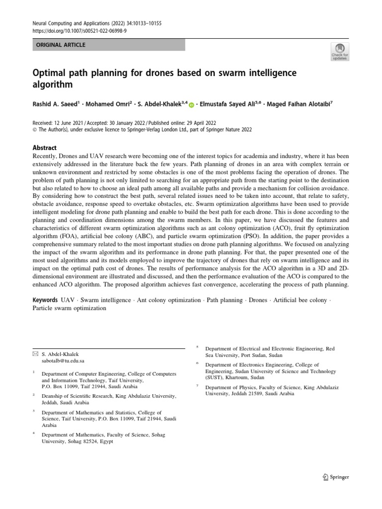 Optimal Path Planning For Drones Based On Swarm Intelligence Algorithm | PDF | Unmanned Aerial ...