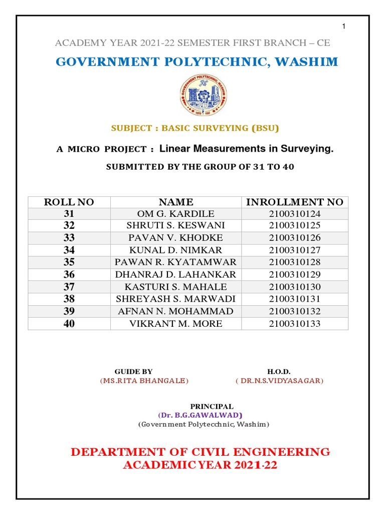 Bsu Micro Project Pavan | PDF | Surveying | Metrology