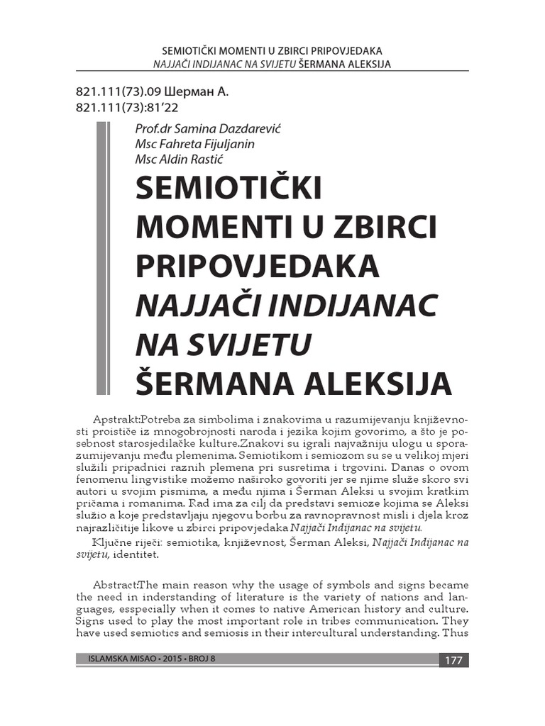 S. Dazdarević, F. Fijuljanin, A. Rastić, Semiotički Momenti U Najjači ...