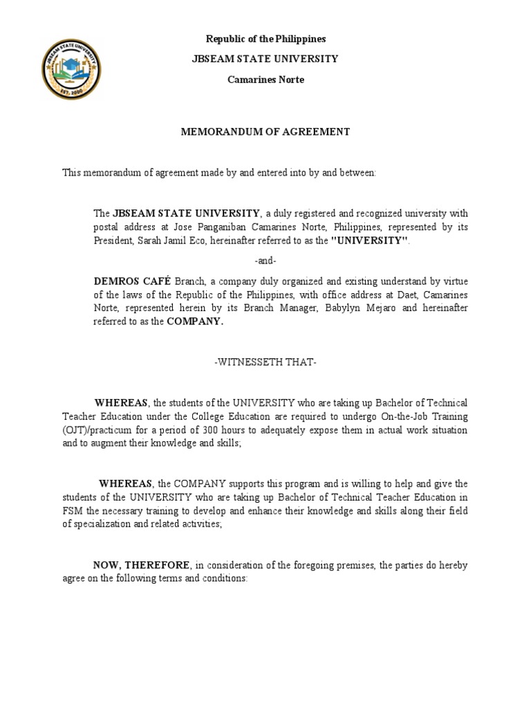 Memorandum of Agreement | PDF | Justice | Crime & Violence