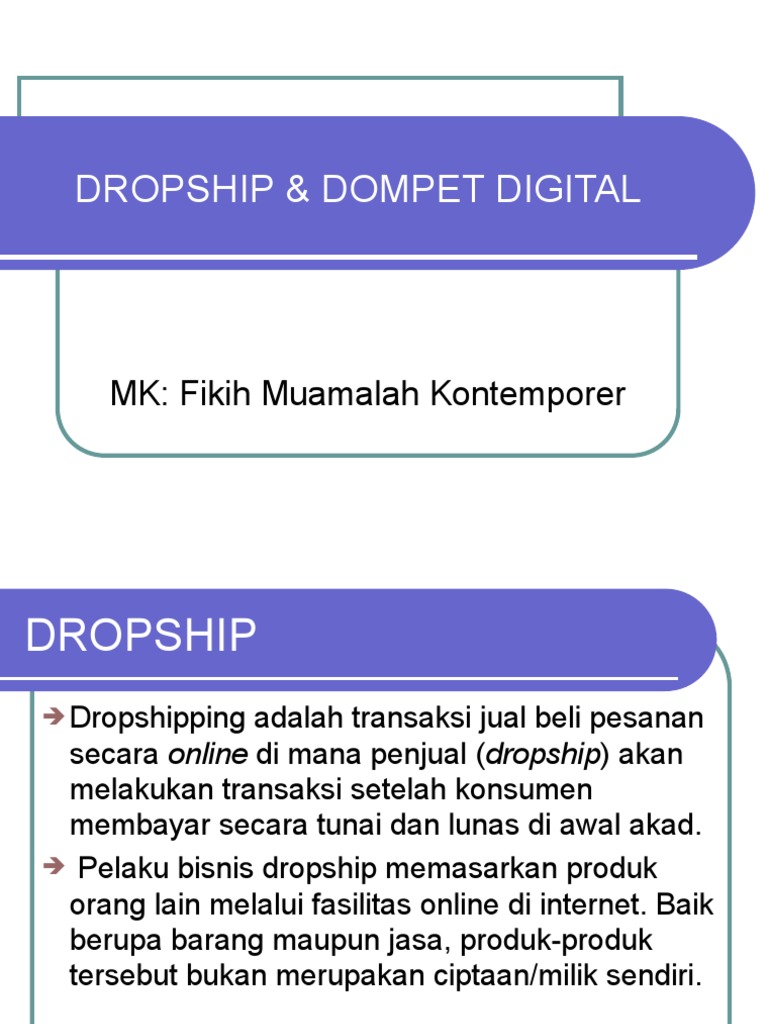 Hukum Dropship dan Dompet Digital dalam Islam | PDF