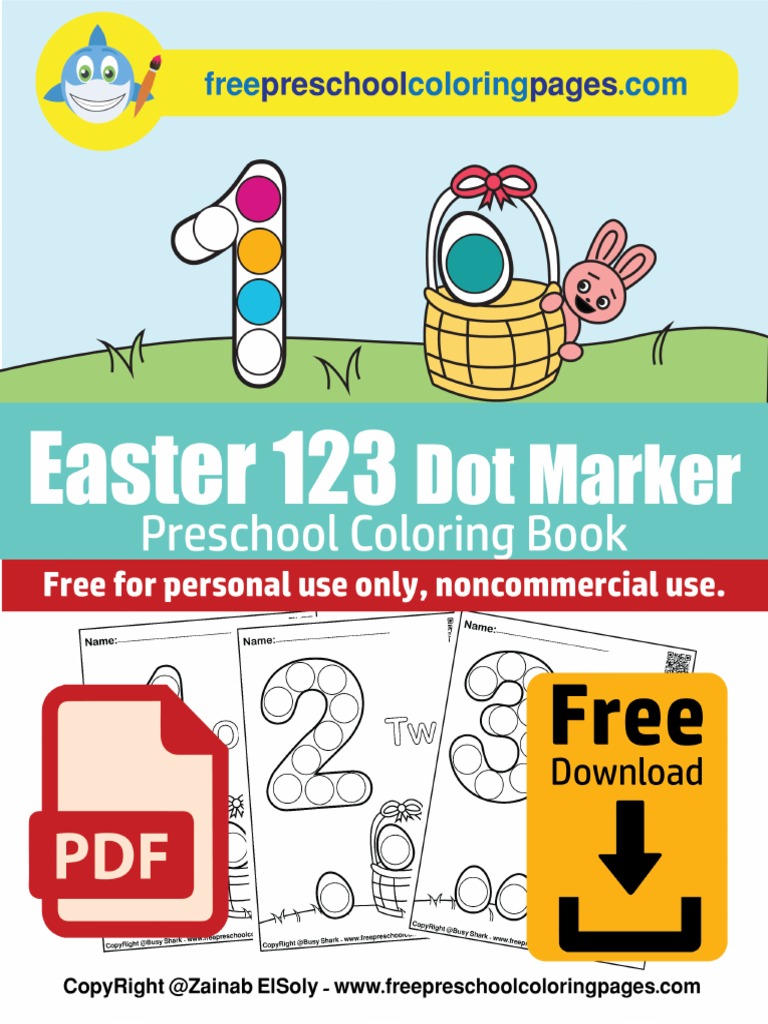 123 Numbers Dot Easter Free Preschool Coloring Pages Book Counting Eggs ...