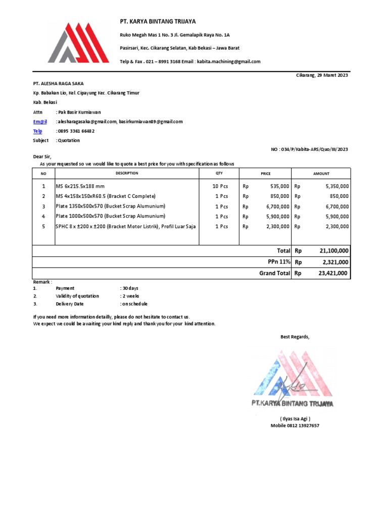 Contoh Quotation | PDF