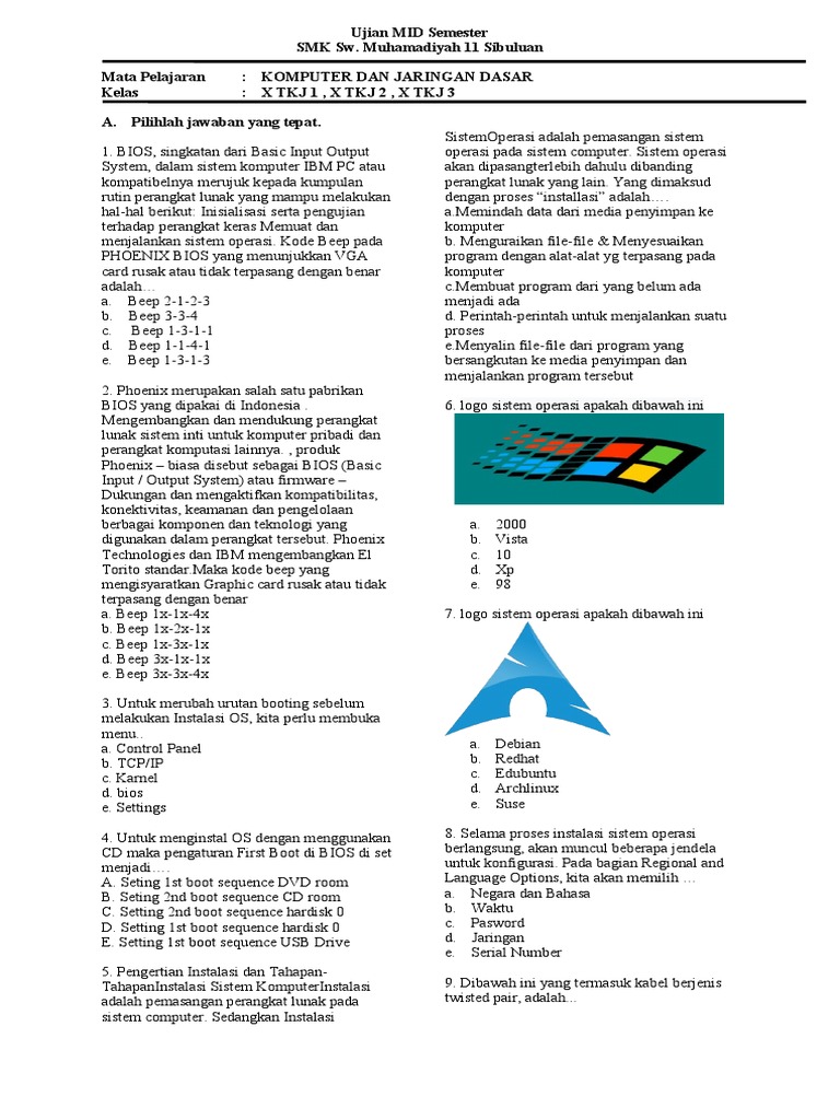 Soal Komjar Pertengahan Sem2 Rev | PDF
