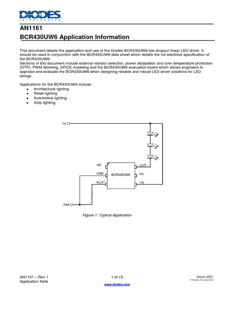 BCR430UW6 App Note | PDF | Light Emitting Diode | Spice
