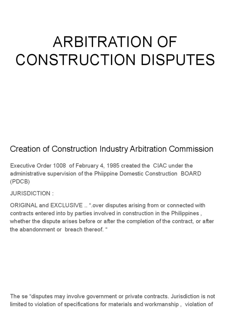 Arbitration of Construction Disputes | PDF | Arbitration | Appeal
