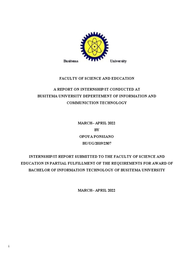 Industrial Training Report Ict Internship Pdf Statistical