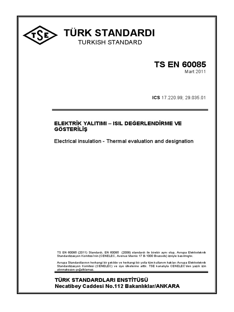 TS en 60085 Elektrik Yalıtımı | PDF