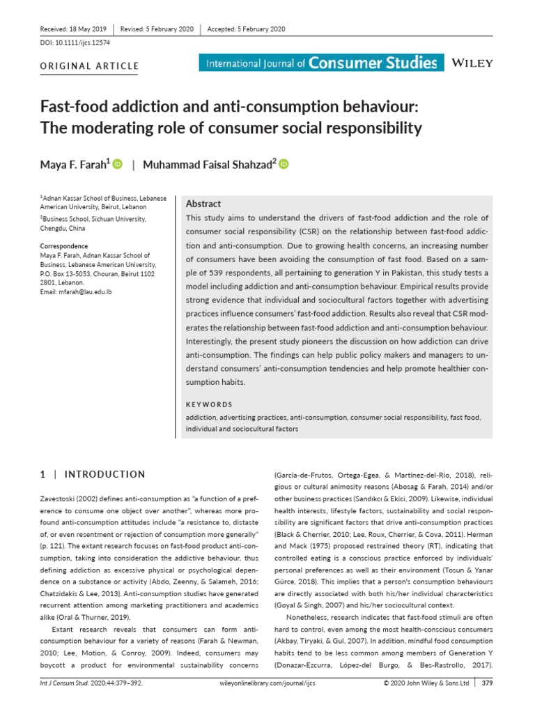 Fast Food Addiction | PDF | Behavior | Psychology