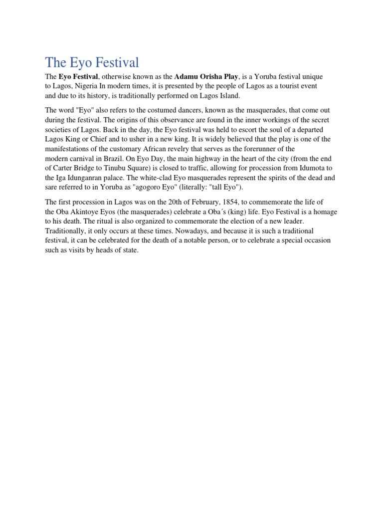 The Eyo Festival | PDF | History