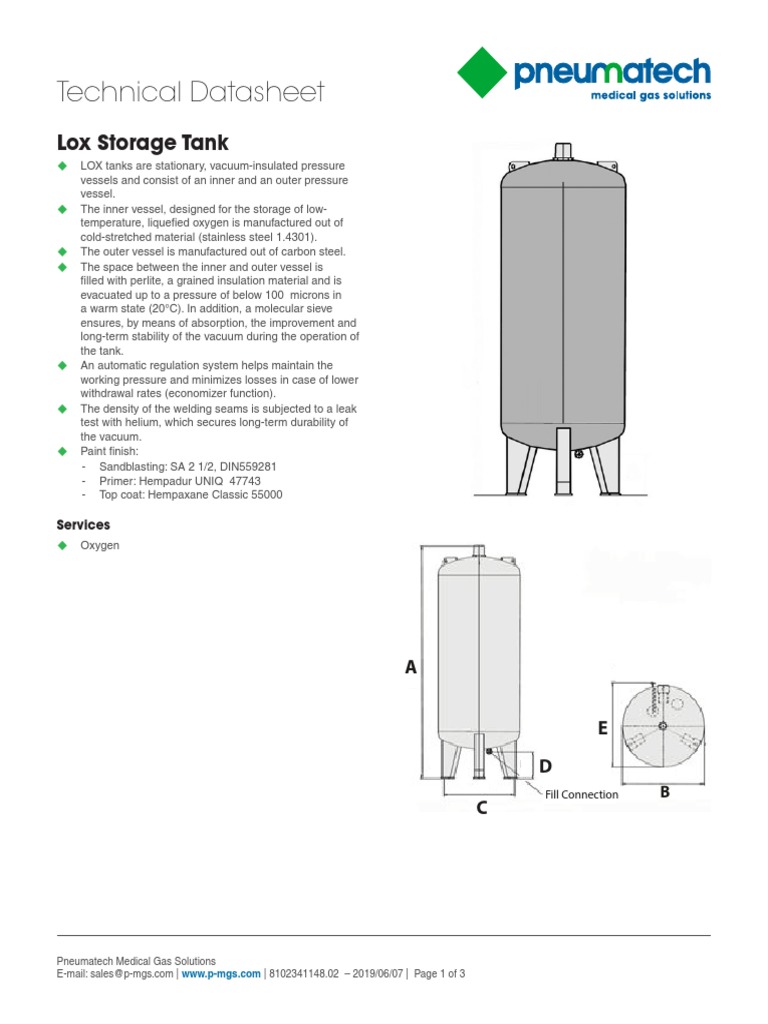 LOX Storage Tank Specifications | PDF | Oxygen | Vacuum