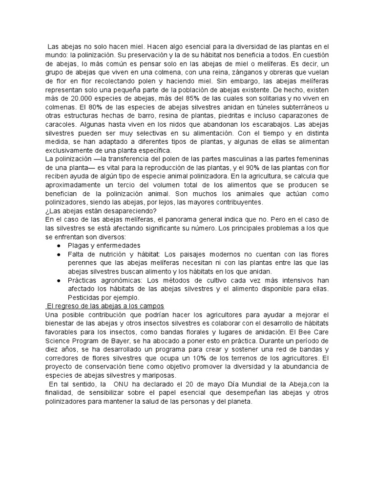Importancia de las 20,000 especies de abejas | PDF | Abejas | Polinización
