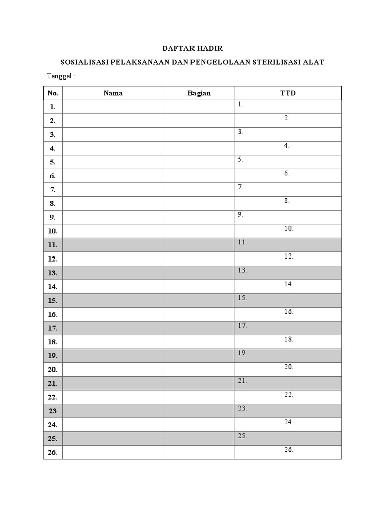 Daftar Hadir Sosialisasi | PDF