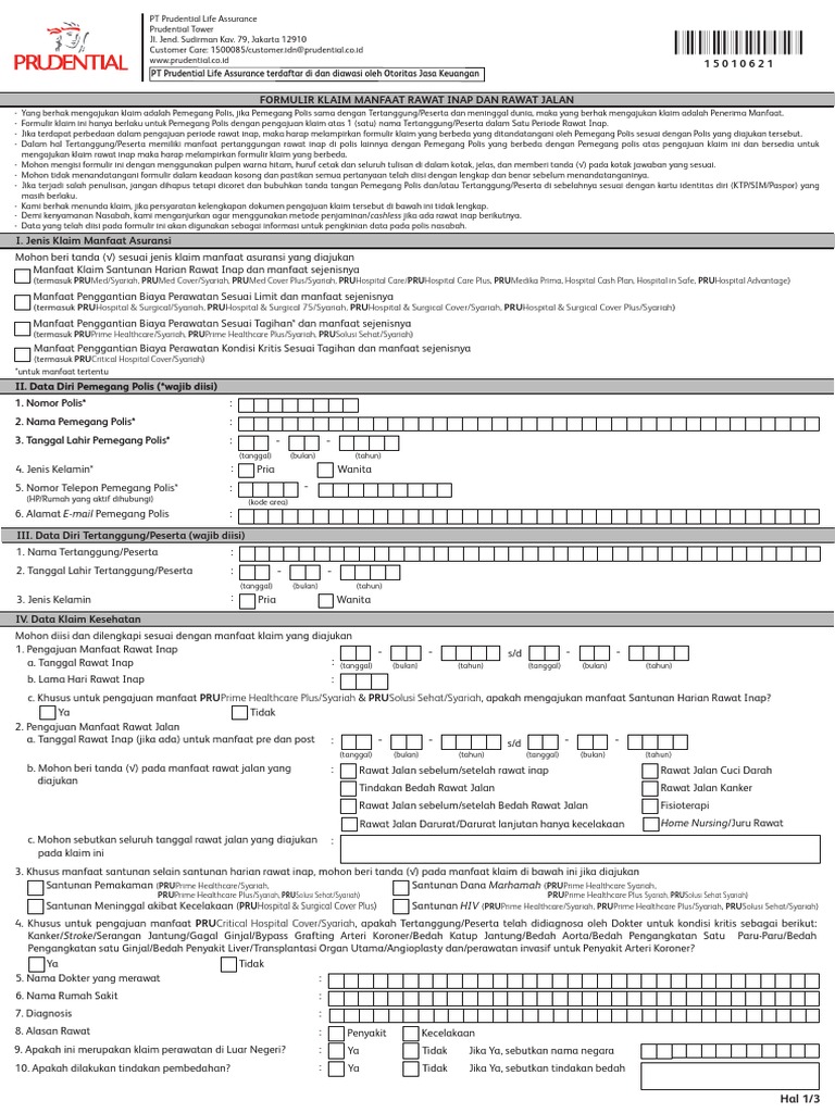 Formulir Klaim Manfaat Asuransi Kesehatan | PDF