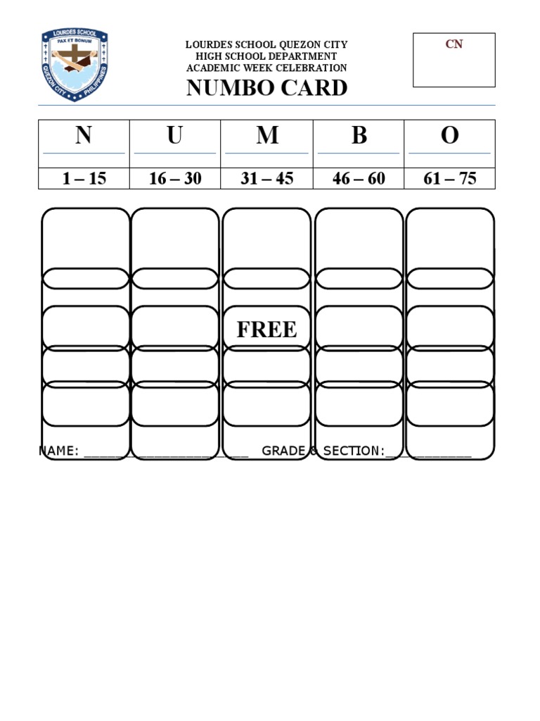Q4 Mini Task 1 - NUMBO-CARD-template | PDF