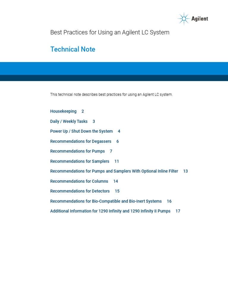 Agilent Best Practices For Using An Agilent LC System | PDF | High ...