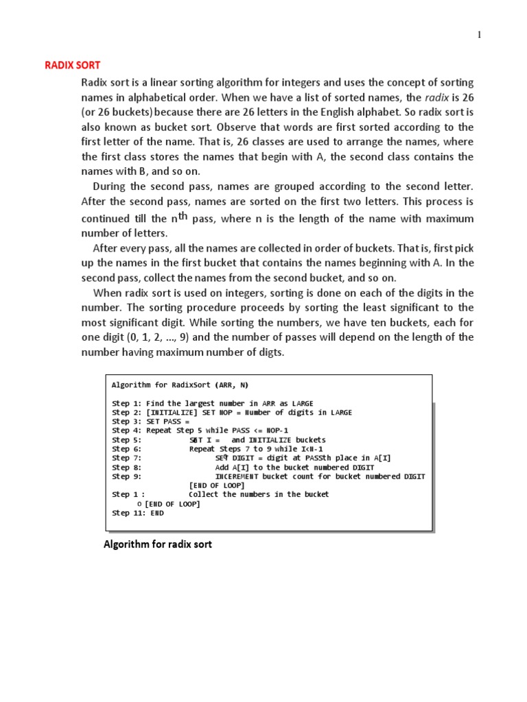Radix Sort | PDF | Algorithms And Data Structures | Algorithms Radix Sort | PDF | Algorithms And Data Structures | Algorithms