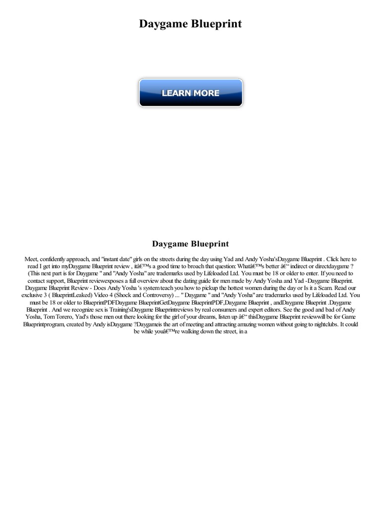 Dokumen - Tips - Daygame Blueprint Blueprint Daygame Blueprint Meet Confidently Approach and | PDF