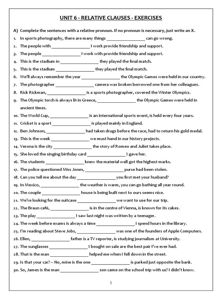 Relative Clauses Exercises and Practice | PDF