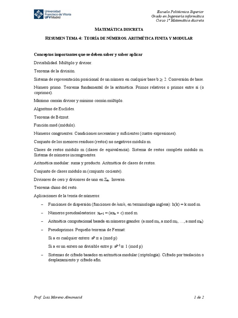Resumen Tema 4 (MD) | PDF | Teoría del anillo | Álgebra