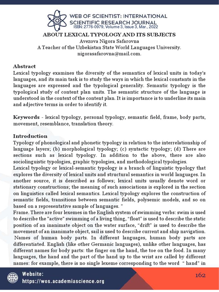 Lexical Typology and Semantic Fields | PDF | Lexicon | Linguistic Typology