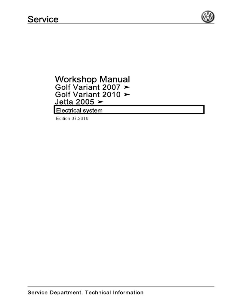 Service: Golf Variant 2007 Golf Variant 2010 Jetta 2005 | PDF | Headlamp | Trunk (Car)