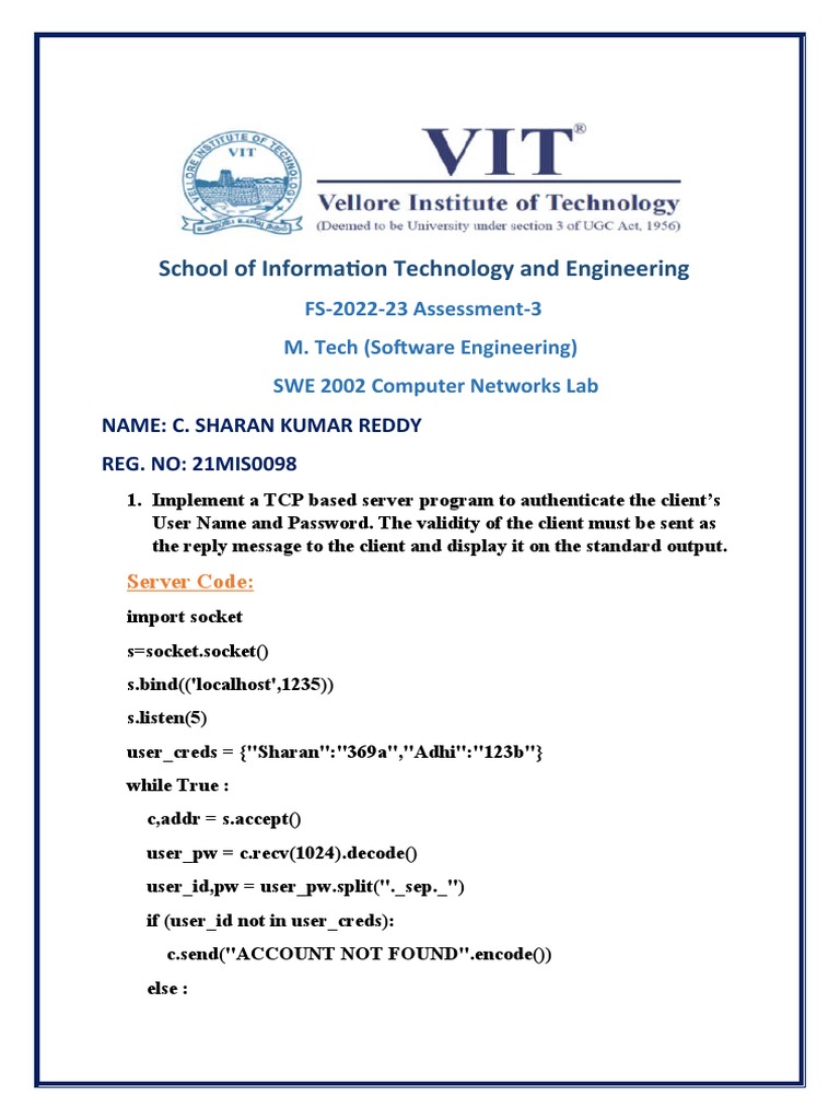 CN Lab Assessment 3 | PDF | Network Socket | Computing