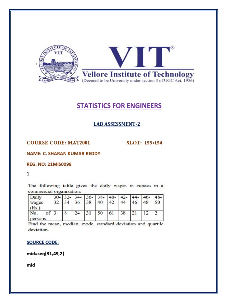 Mat2001 Lab Assessment 2 | PDF