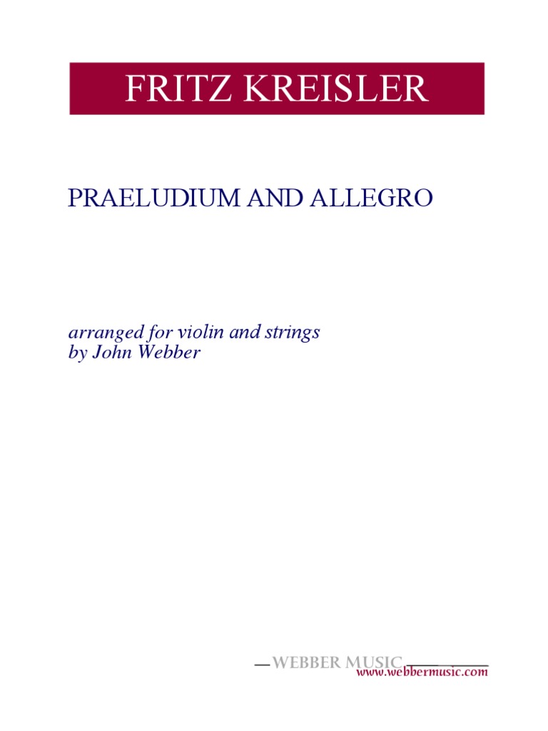 Fritz Kreisler: Praeludium and Allegro | PDF