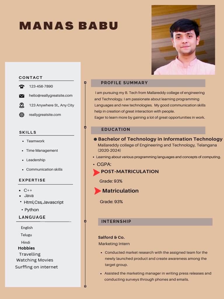Camel Minimalist Academic Resume | PDF | Career & Growth | Business