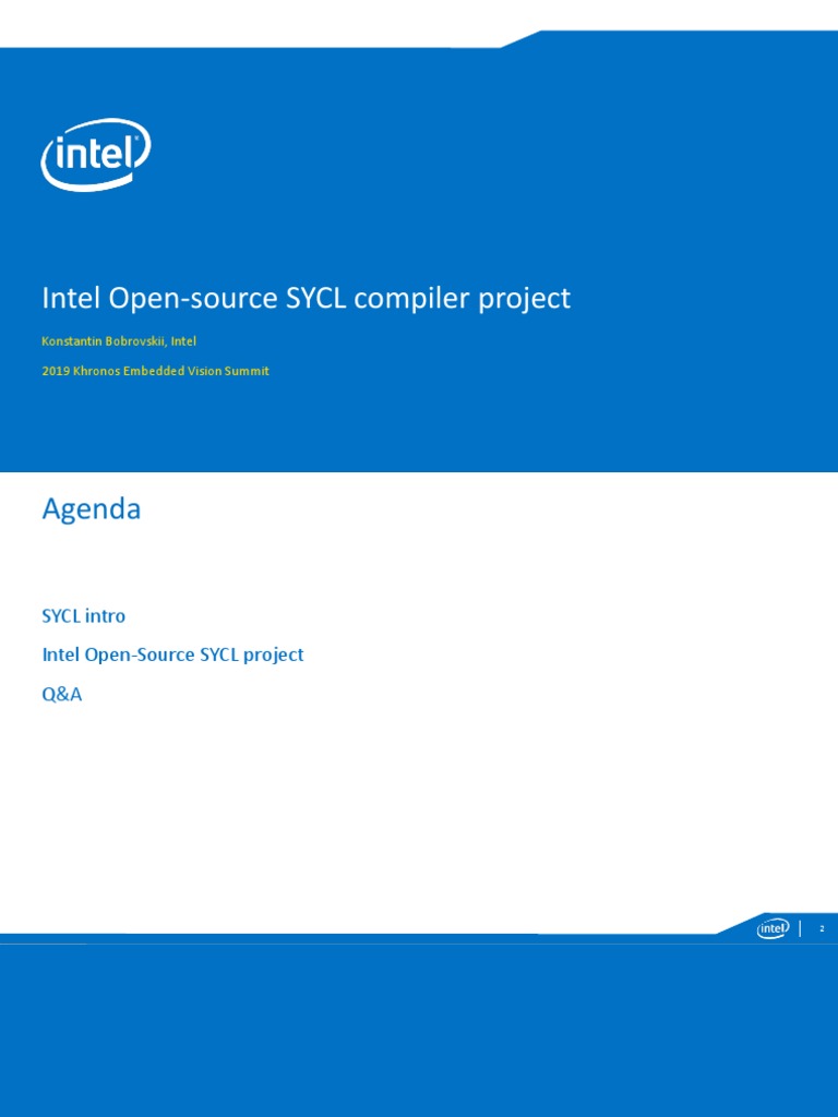 3 Open-Source-SYCL-Intel-Khronos-EVS-Workshop - May19 | PDF | Runtime System | Compiler