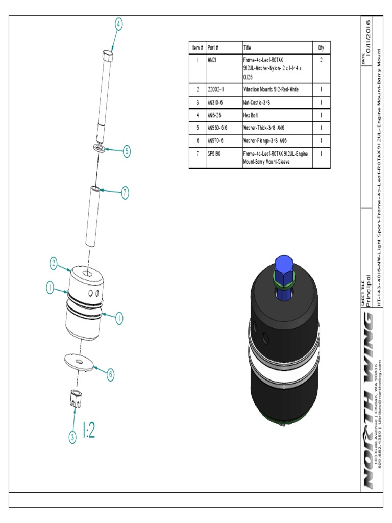 HT-143-4016-NW-Light Sport-Frame-4s-Leaf-ROTAX 912UL-Engine Mount-Barry ...