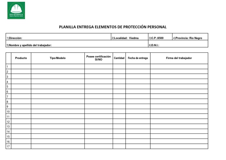 Planilla Entrega Epp | PDF